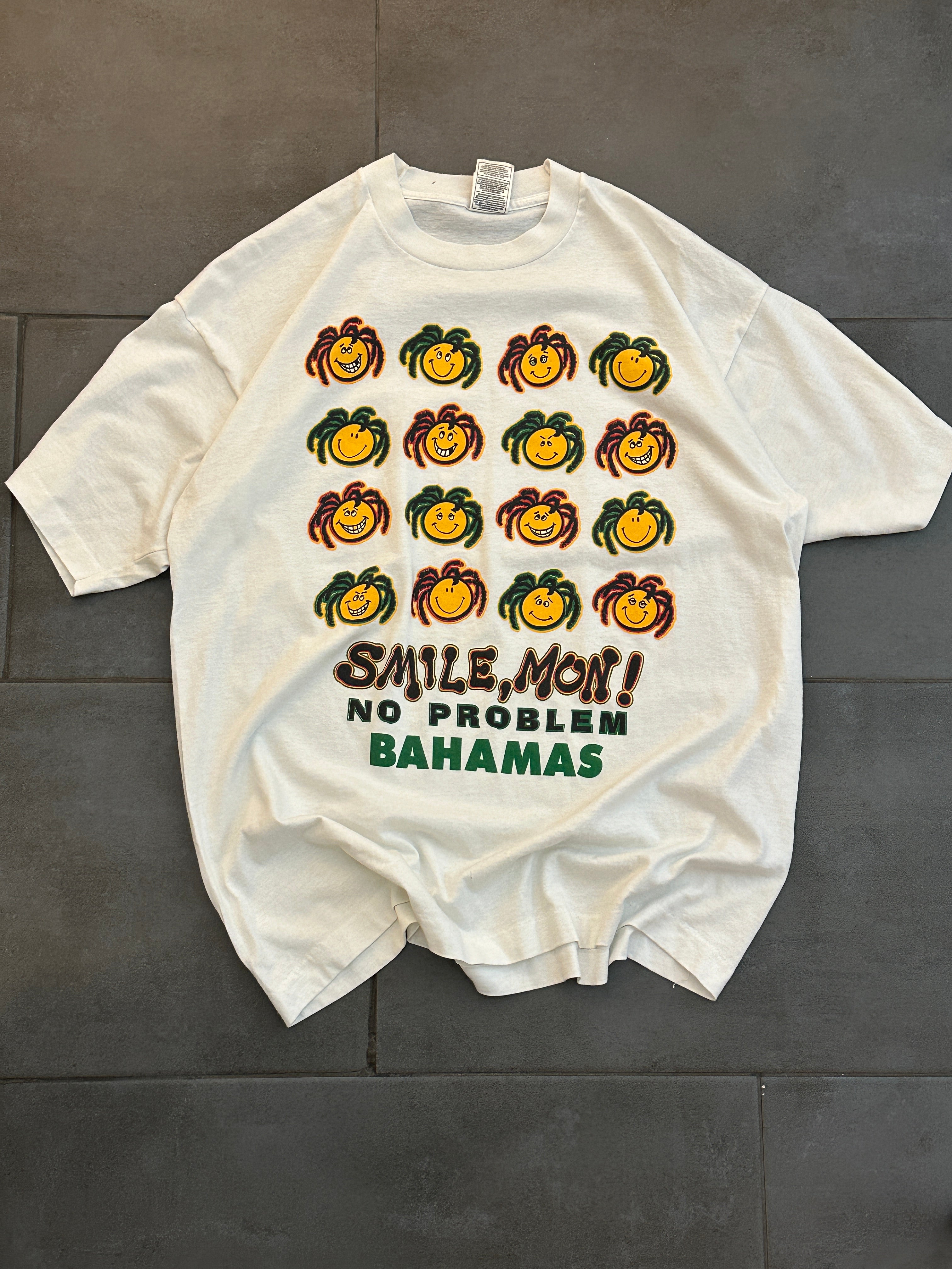 Smile Mon Bahamas White Single Stitch Tee – MAD PLUG